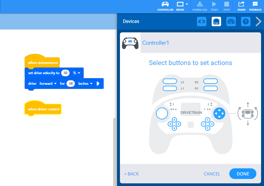VexCode V5 Block Coding Drive Train Velocity Mess VEXcode V5 Tech