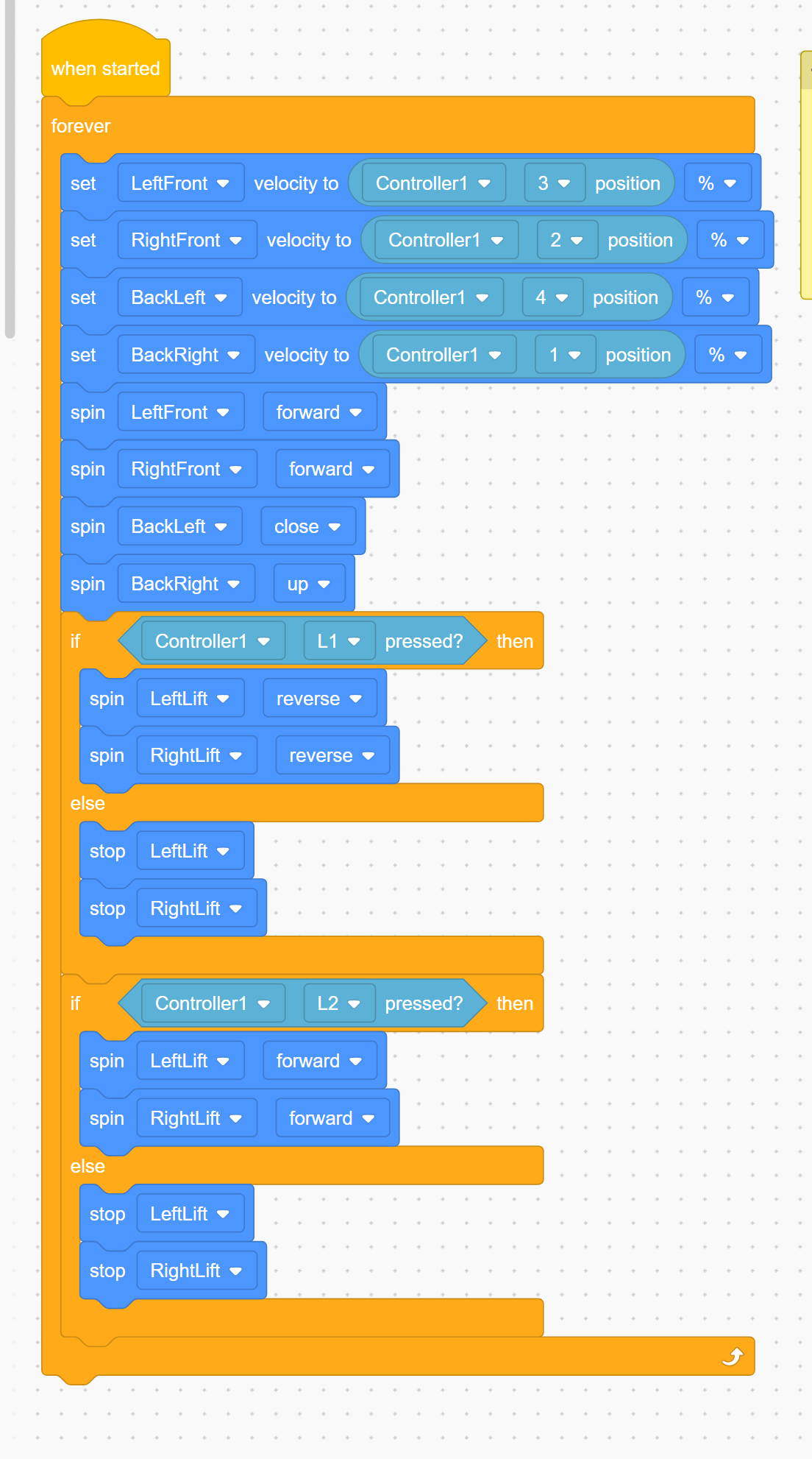 How To Control Multiple Motors With One Button Using VEXcode V5 Blocks