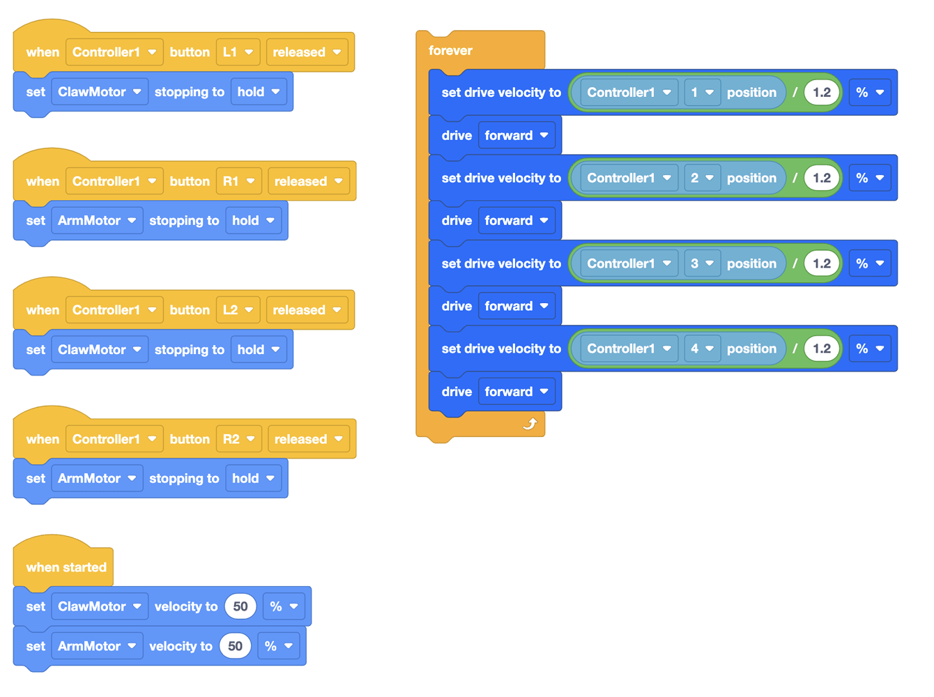 VexCode V5 Blocks to Reduce Drivetrain Velocity - VEXcode V5 Tech Support - VEX Forum