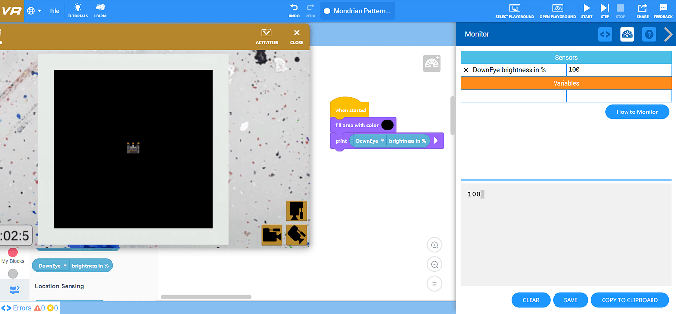 Down Eye can't detect what is drawn with the pen - VEXcode VR Support ...