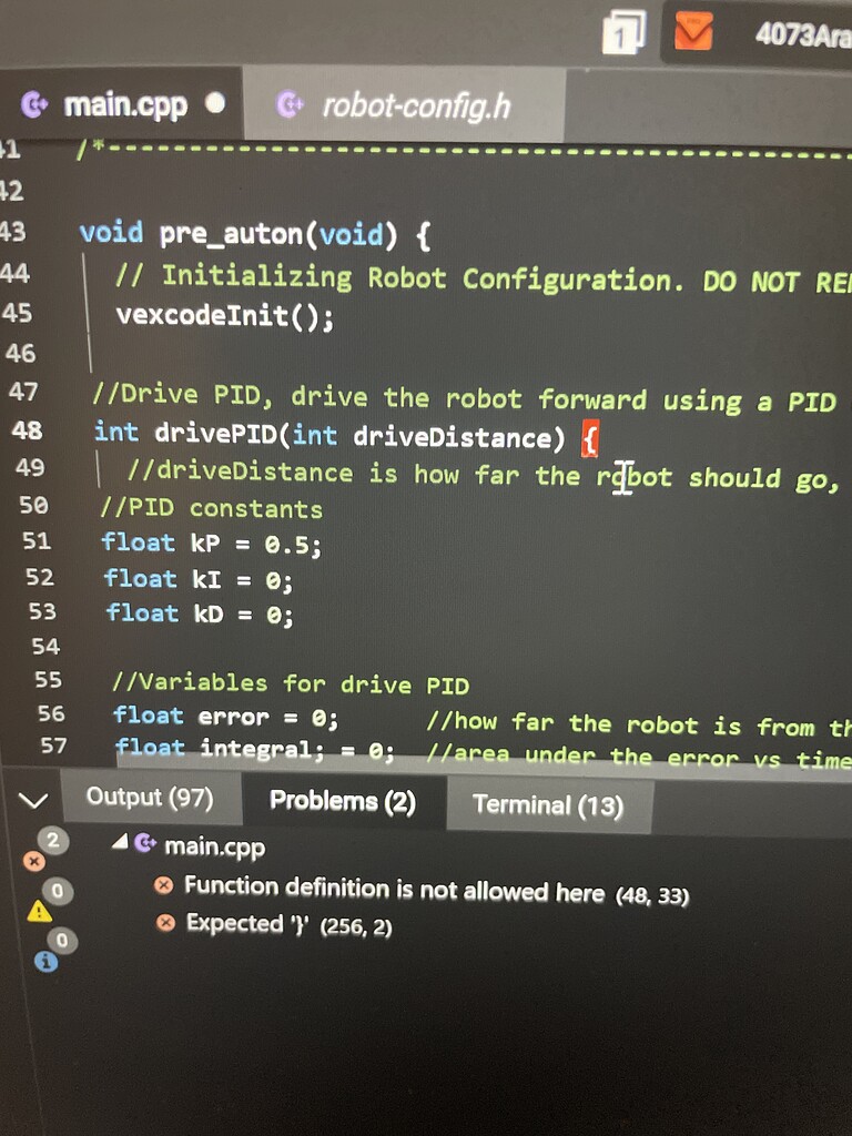 Help PID function error - Programming Support - VEX Forum