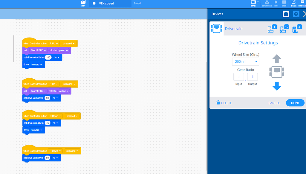 Increasing Velocity with controller like a turbo button - VEX IQ ...