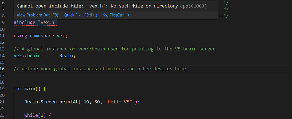 VSCode- cannot open include file "vex.h" - Programming Support - VEX Forum