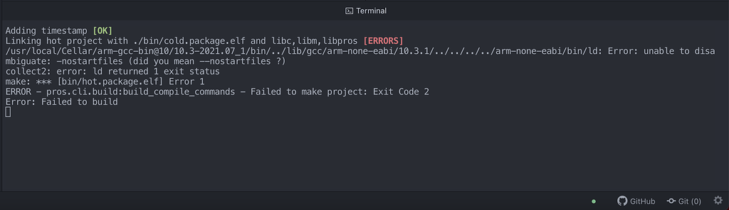 PROS C++ building problem - PROS Support - VEX Forum