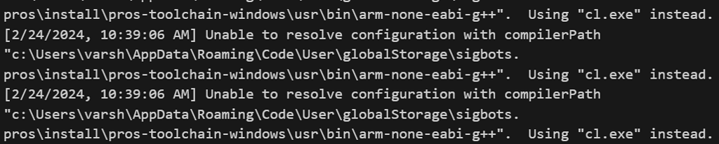 Pros not Working: CompilerPath not working - Programming Support - VEX Forum