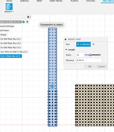Fusion 360 - VEX Cad - Bug when 'Modifying' 3x Alu C channel? - VEX V5 Technical Support - VEX Forum