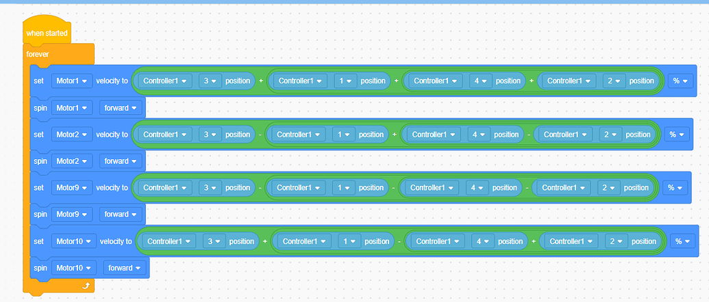 Mecanum Wheels V5 Block Code - VEXcode V5 Tech Support - VEX Forum