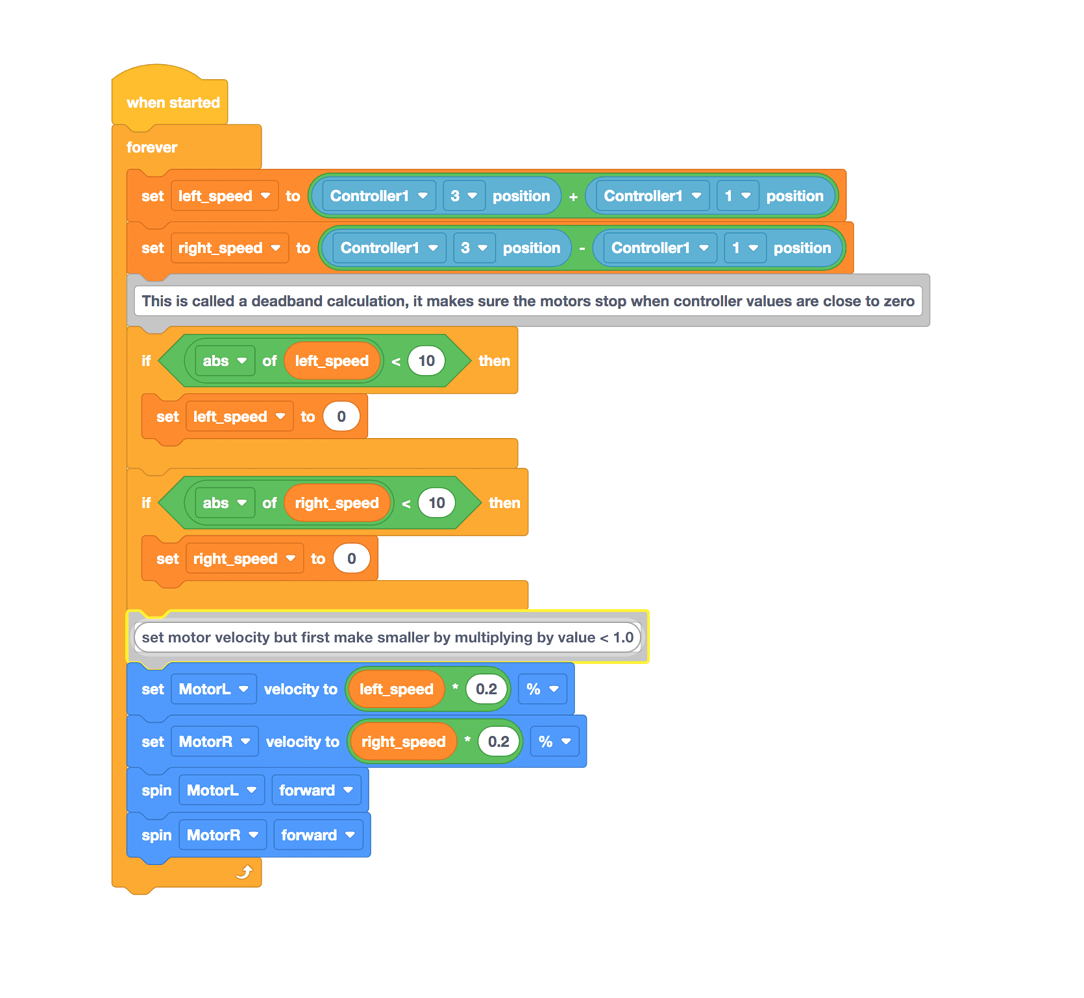 VexCode V5 Blocks to Reduce Drivetrain Velocity - VEXcode V5 Tech Support - VEX Forum