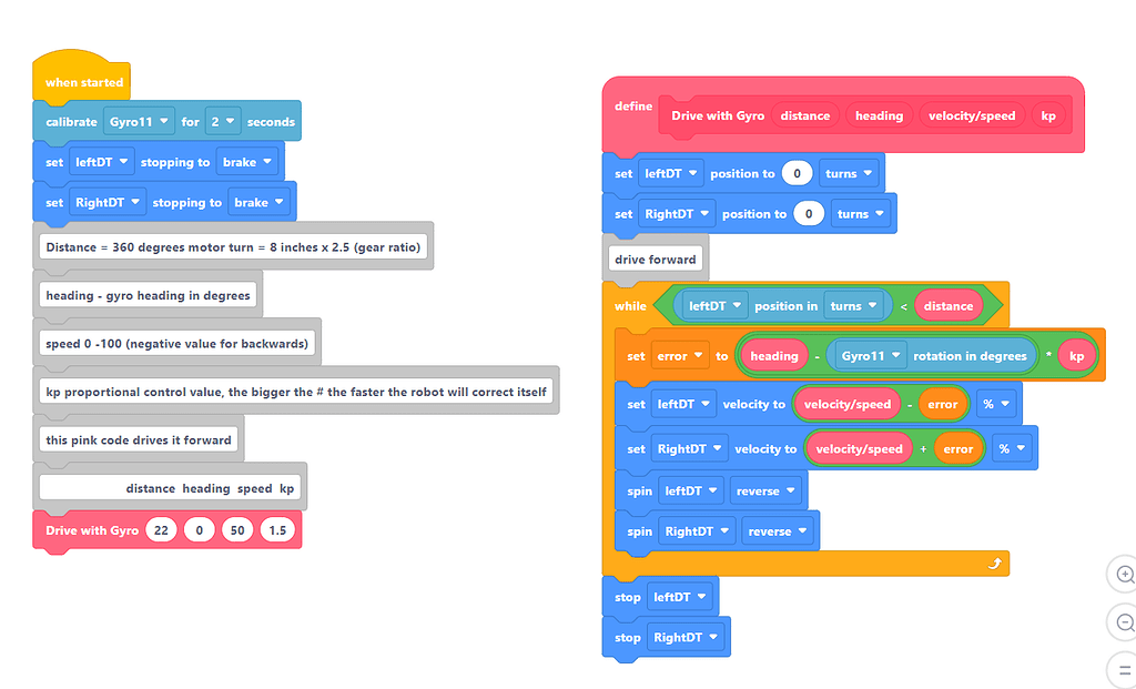 VEX IQ Gyro drive straight with gear ratio of 5:2 help! - VEXcode IQ ...
