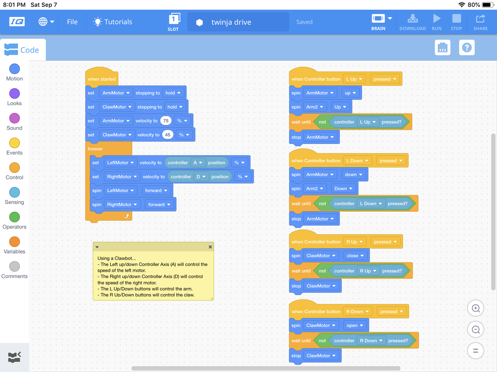 Multiple arm motors with controller - VEXcode IQ Technical Support - VEX Forum