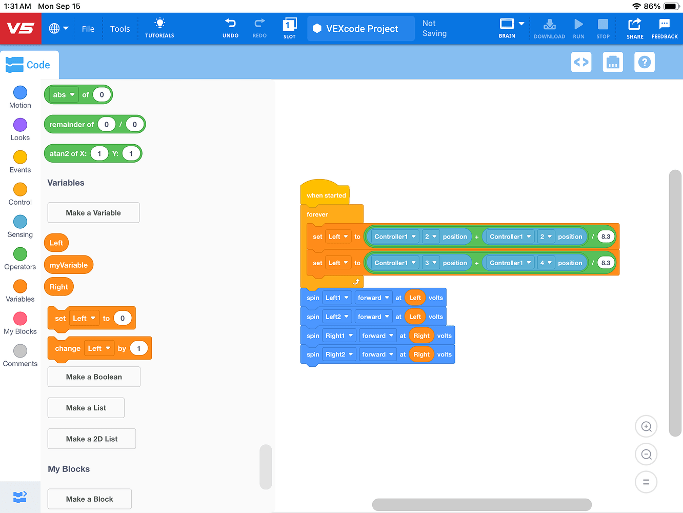 How Do You Code A Controller Joystick Into A Block Project On Vexcode