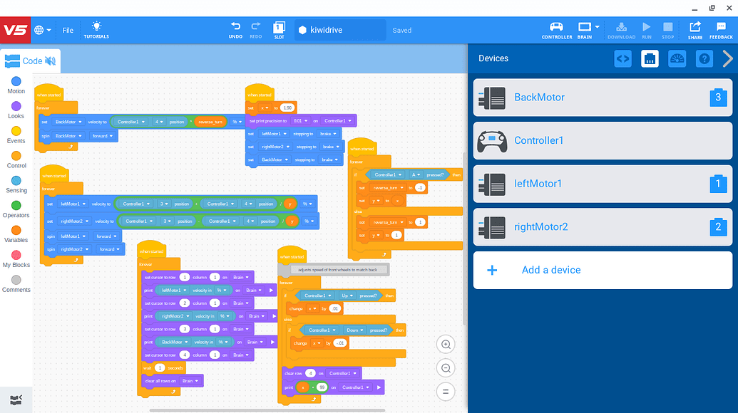 3 wheeled omni drive code issue - Programming Support - VEX Forum