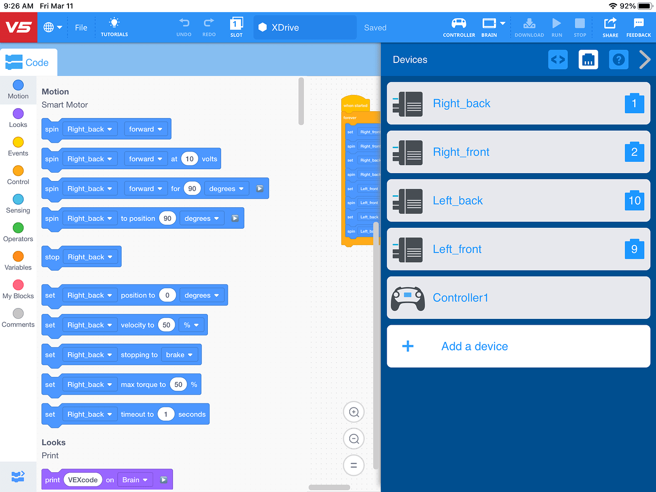 Coding X drive in blocks - Programming Support - VEX Forum