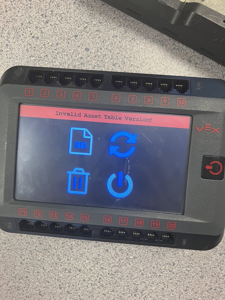 Vex V5 brain invalid asset table version - UNOFFICIAL Tech Support - VEX Forum