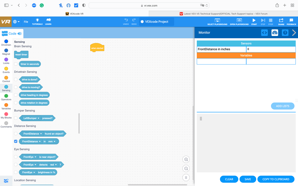 Monitor Not reporting in MM - VEXcode VR Support - VEX Forum