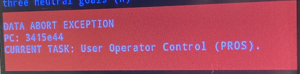 Data Abort Exception Pc 3415e44 Current Task User Operator Control Pros Programming