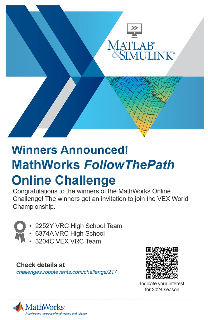 Follow the Path Challenge winners announced and invited to VEX worlds - MATLAB and Simulink ...