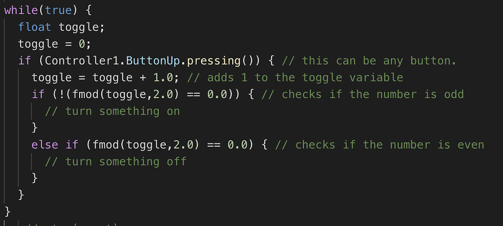 Toggle system in both C++ and Blocks - Technical Discussion - VEX Forum