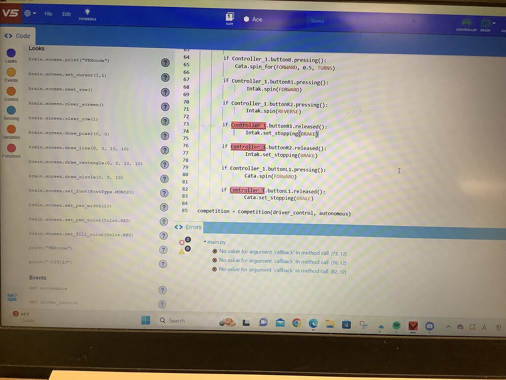 Python Trouble Robotc Tech Support Vex Forum 