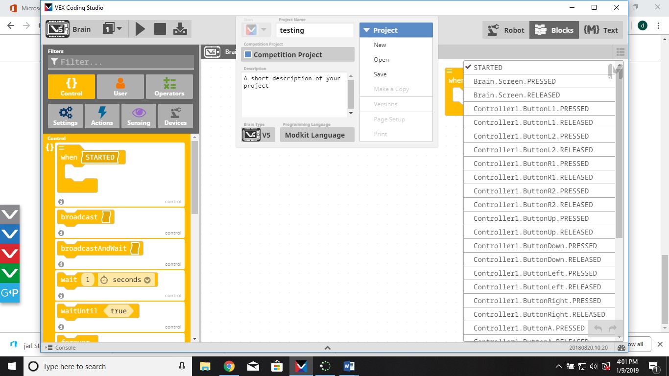 VCS Modkit support for Field Control/Competition Switch - VEX Coding Studio Tech Support - VEX Forum