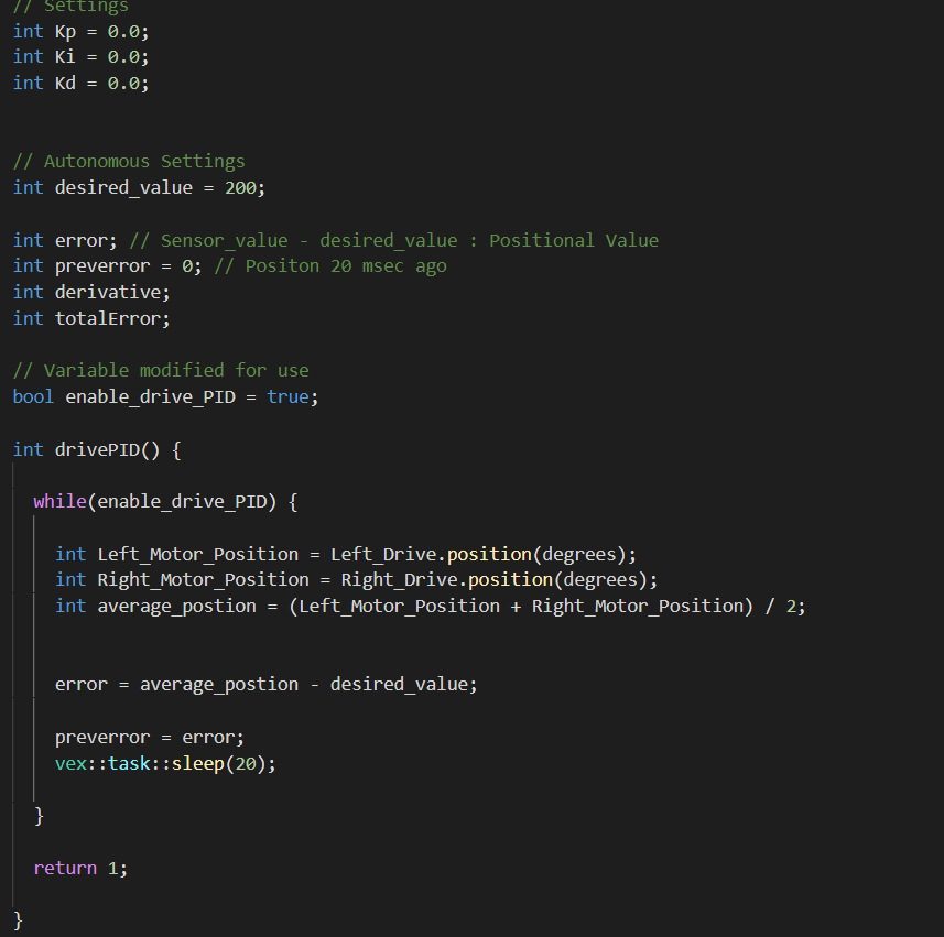 P.I.D using Drivetrain - VEXcode Pro V5 Text Tech Support - VEX Forum