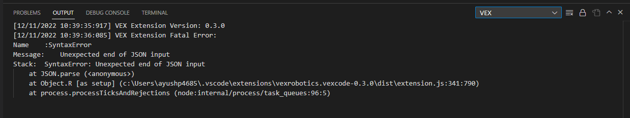 Error in VSCode when Downloading VEX Robotics Extension - Programming Support - VEX Forum