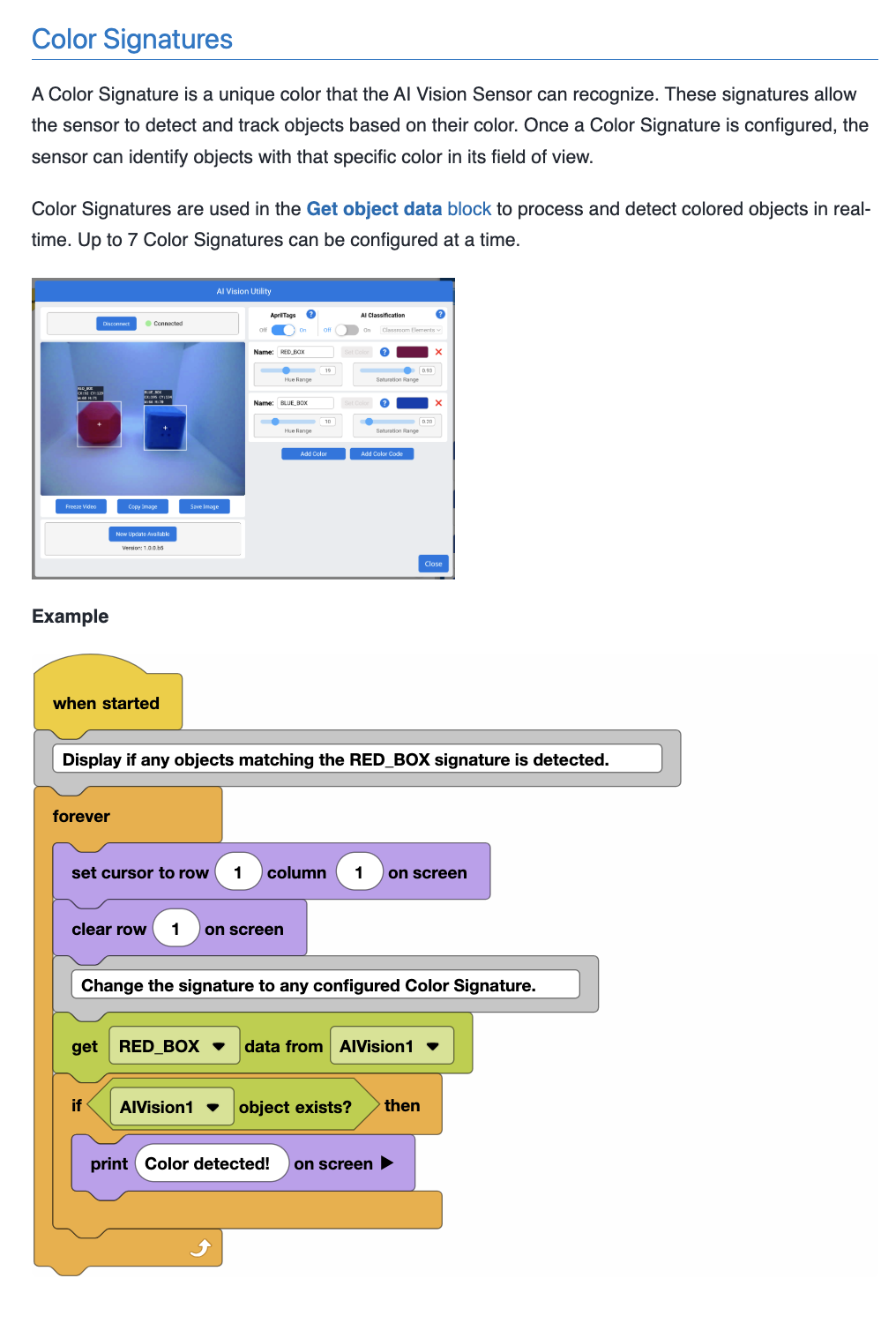 AI vision sensor color sort HELP - VEXcode IQ Technical Support - VEX Forum