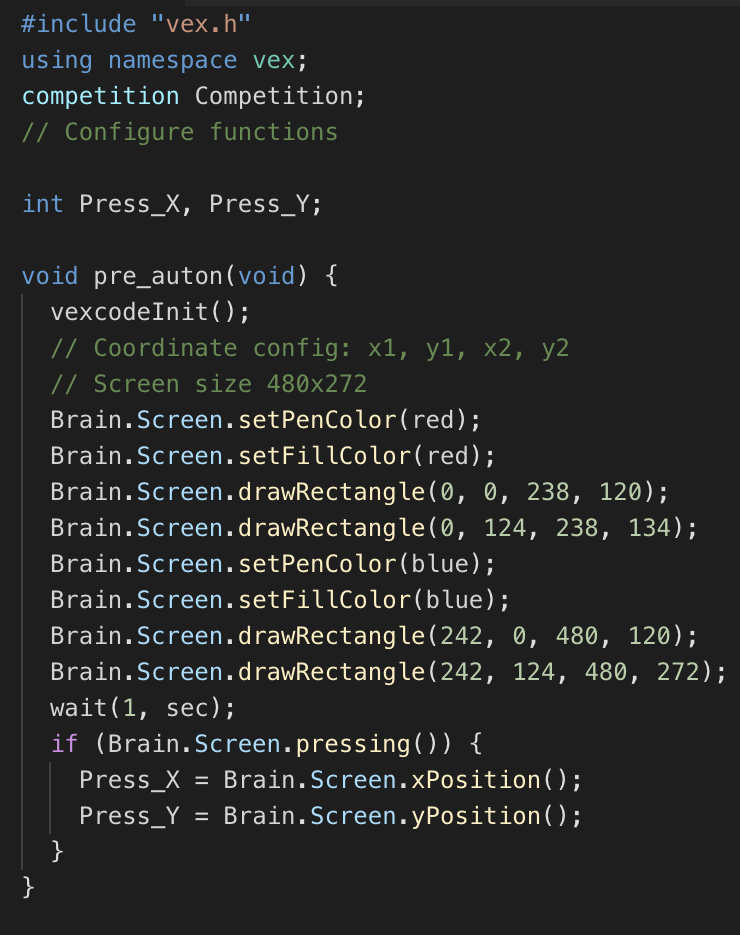 How to make buttons that work before autonomous starts - Programming Support - VEX Forum