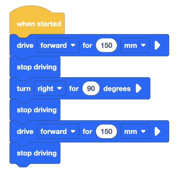 Robot never stops turning around even if put a "Stop driving" block ...