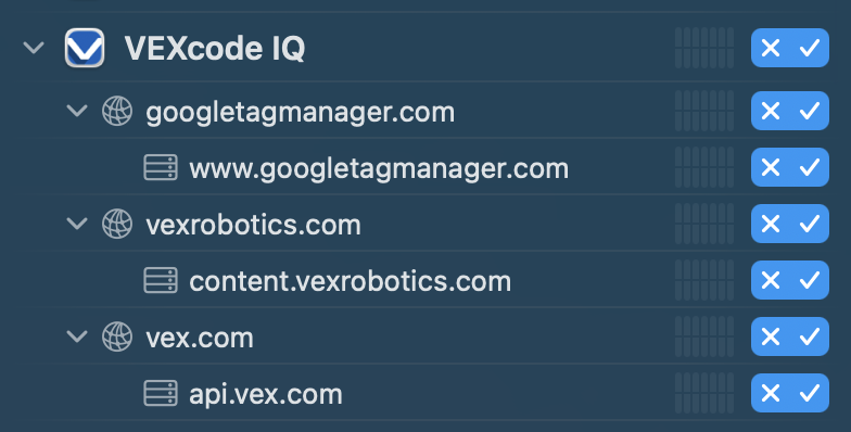 VEX Code for VIQ - network use and process count - VEXcode IQ Technical ...