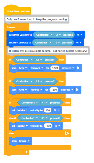 Arm and intake not working properly - General Forum - VEX Forum