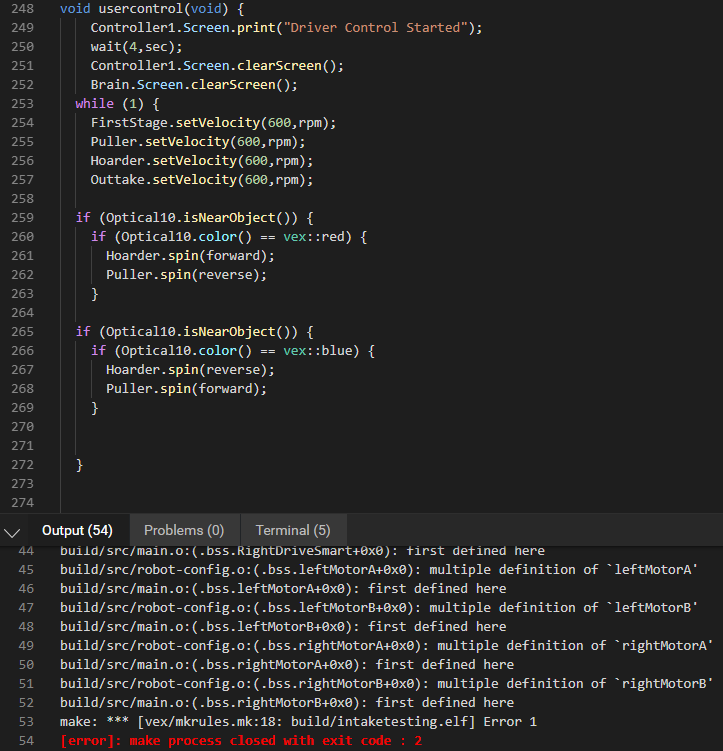 optical sensor coding not working - VEXcode V5 Tech Support - VEX Forum