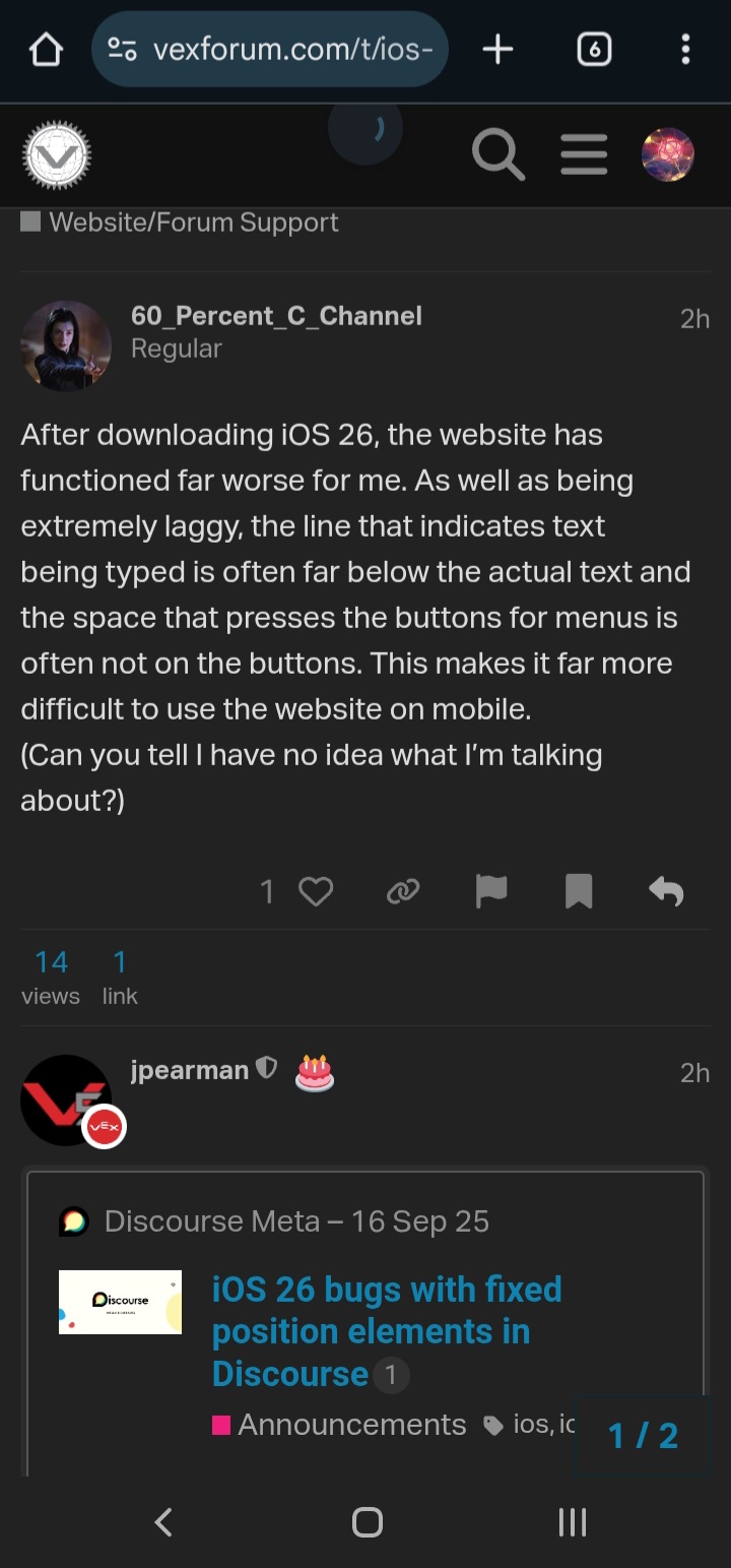 iOS 26 Visual Bugs - Website/Forum Support - VEX Forum