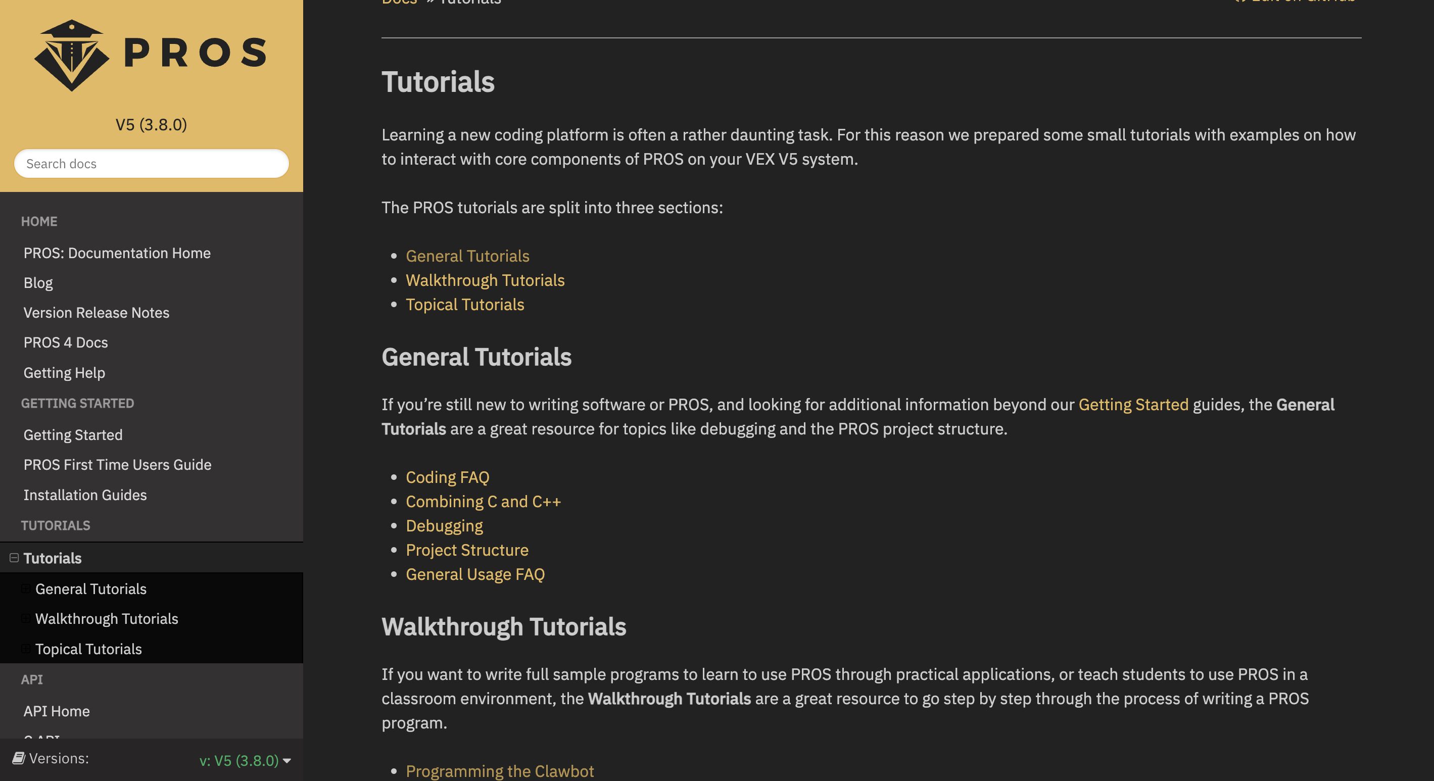 [Split Thread] Differences between PROS and VEXCode and Respective Documentation - Technical ...