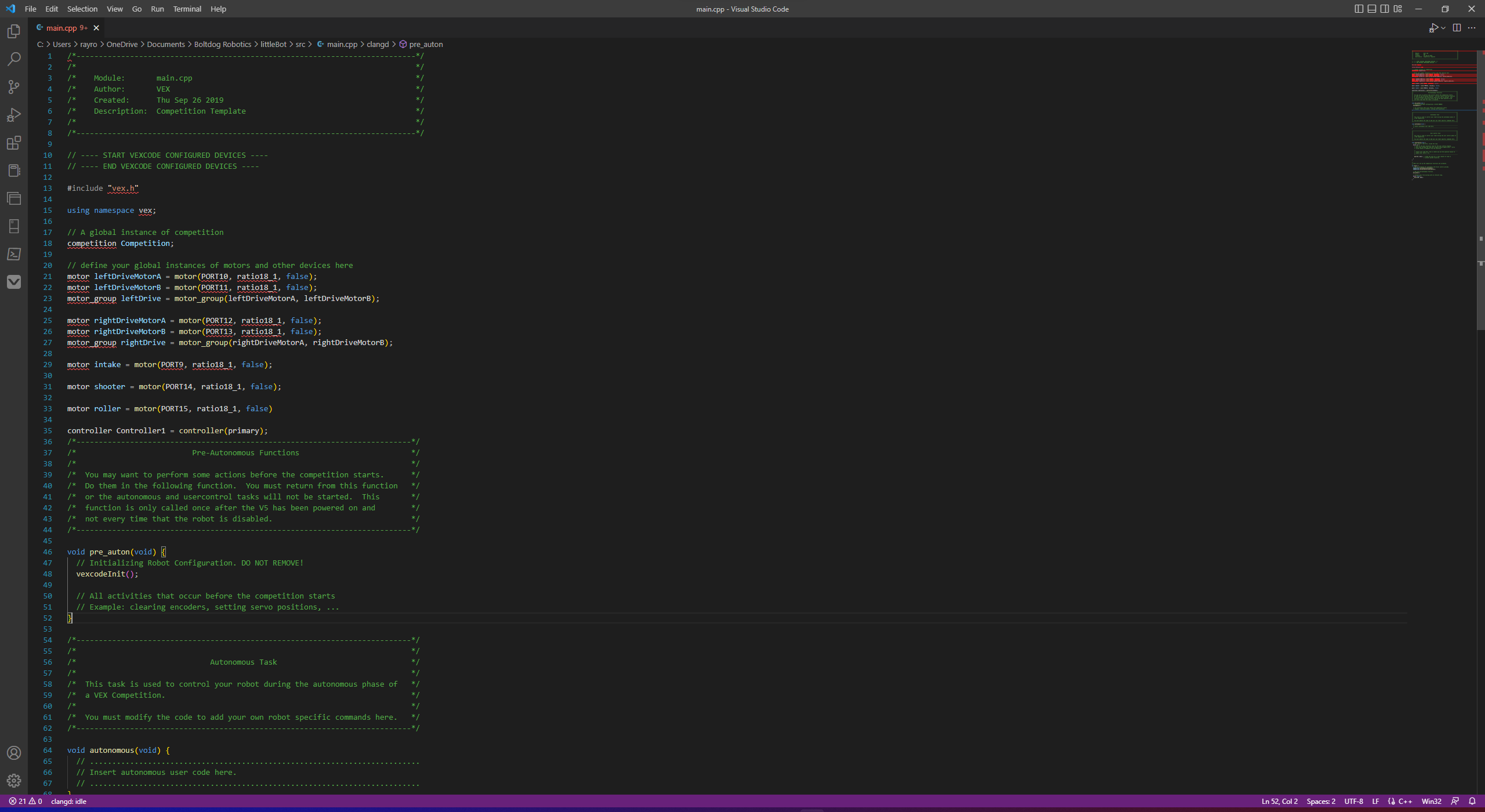 VEX VS Code Extension giving errors in competition template ... VEX VS Code Extension giving errors in competition template ...