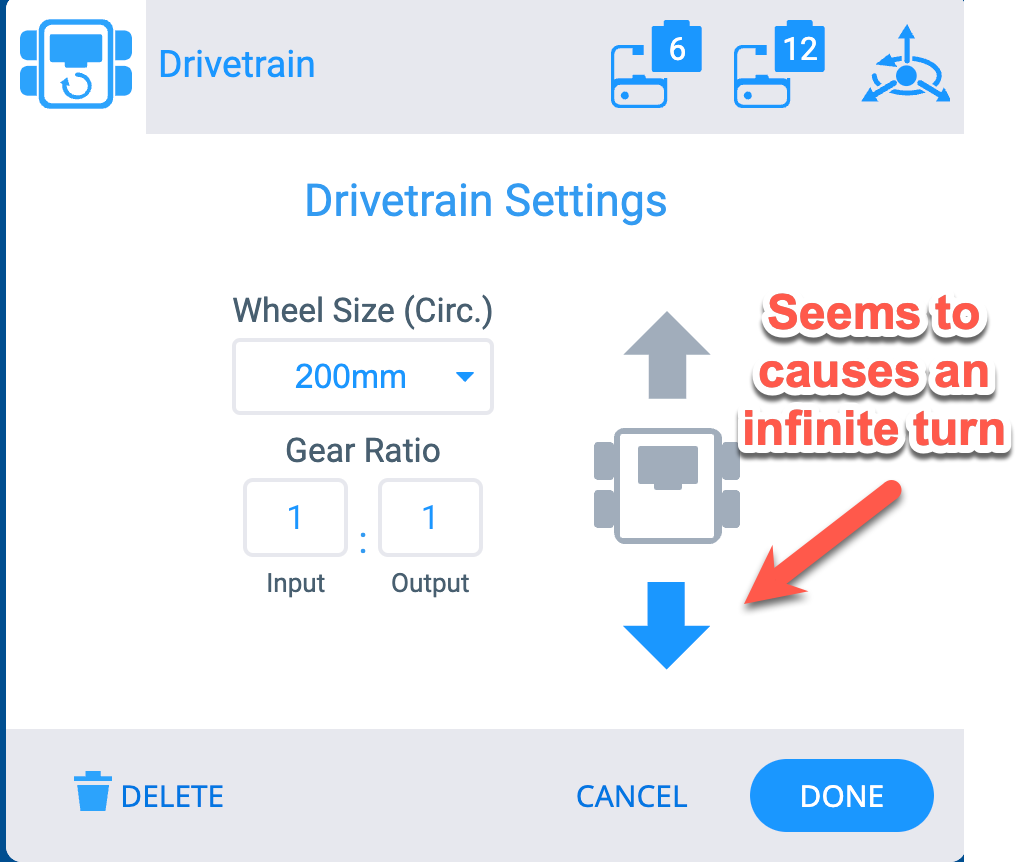 Turning with Brain Inertial Sensor issue with Drivetrain Settings ...