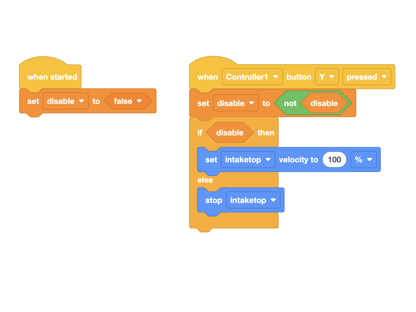 How to set a motor to toggle on/off - VEXcode V5 Tech Support - VEX Forum
